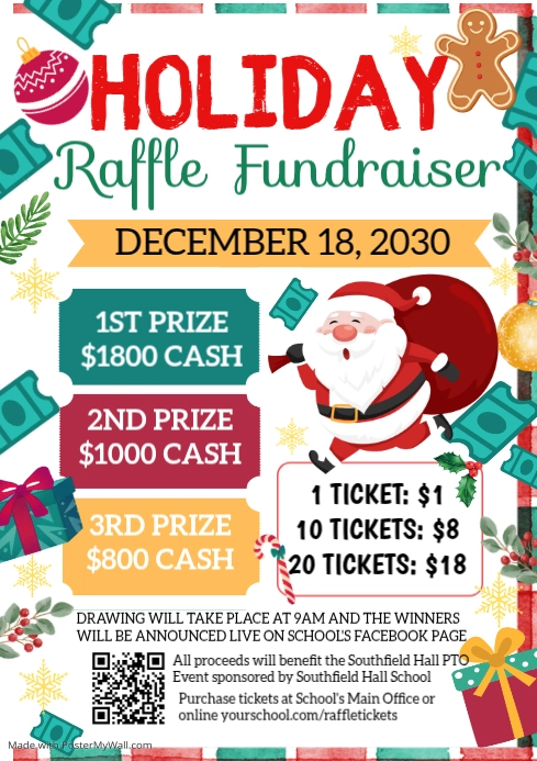 White Illustrative Christmas Raffle A4 Template | PosterMyWall