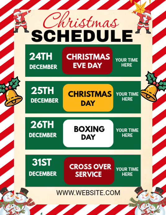 White Illustrative Christmas Schedule Flyer (us Letter) Template ...