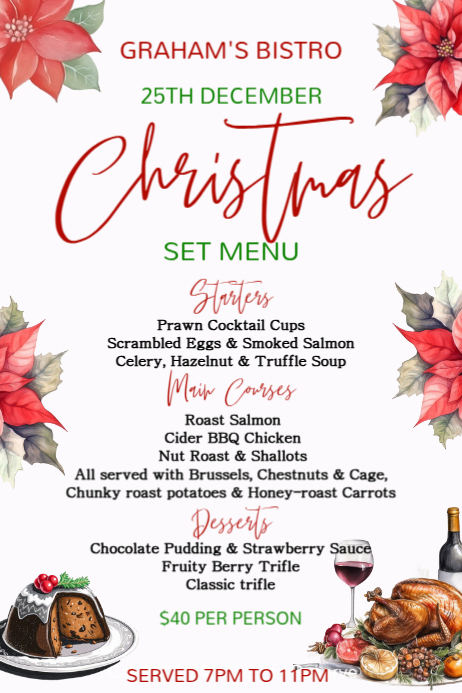 Copy of White Illustrative Christmas Special Menu Poster | PosterMyWall