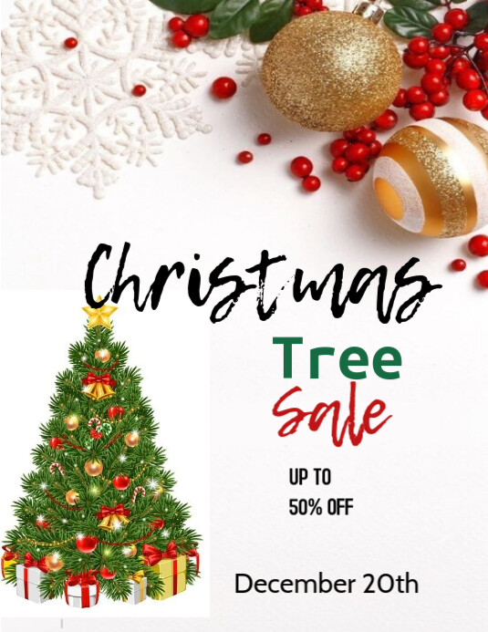 Plantilla de White Illustrative Christmas Tree Sale Flyer (us Letter ...