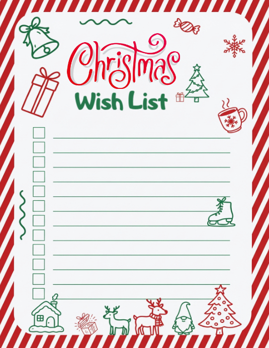 White Illustrative Christmas Wish List Flyer (us Letter) Template ...