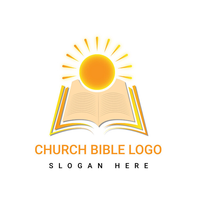 White Illustrative Church Bible Logo Logo Template | PosterMyWall