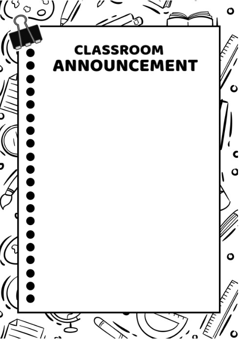 White Illustrative Classroom Announcement Template A4 | PosterMyWall
