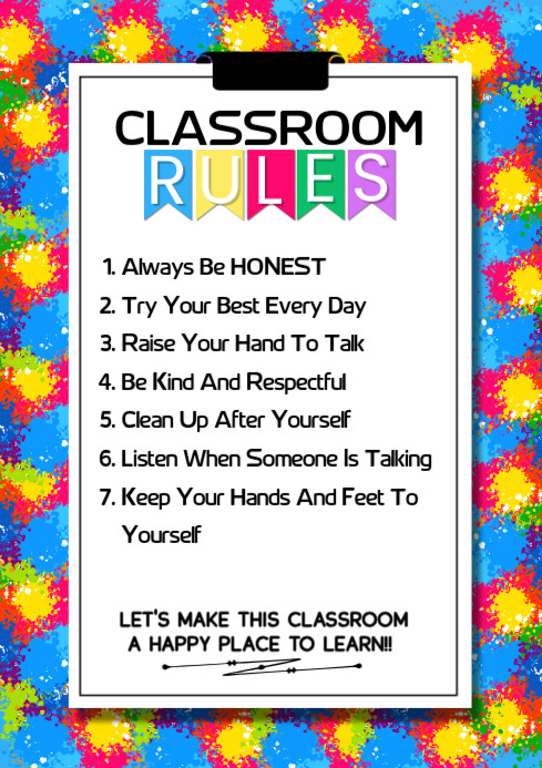 Copy of White Illustrative Classroom Rules Template A4 | PosterMyWall