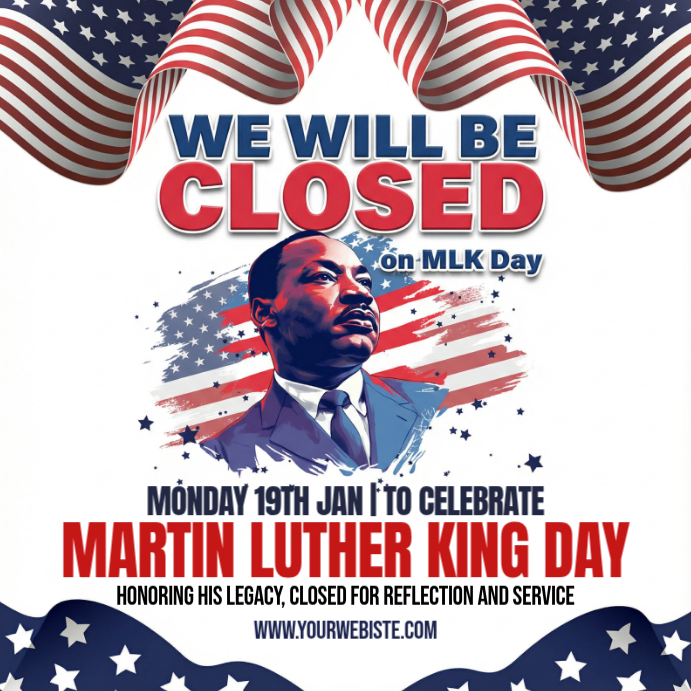 Plantilla de White Illustrative Closed For Mlk Day Instagram Post ...