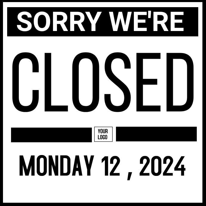 White Illustrative Closed Today Instagram Po Template | PosterMyWall