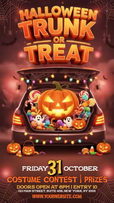 White Illustrative Community Trunk Or Treat, Instagram Story Template ...