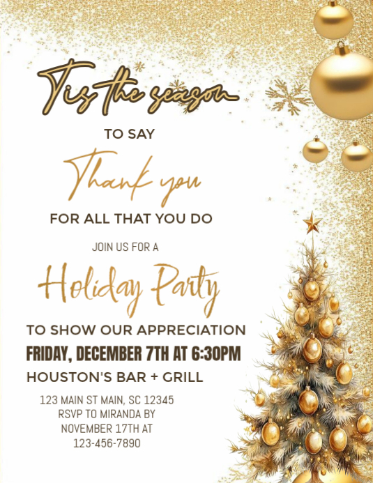 Plantilla de White Illustrative Company Holiday Party Invitation Flyer ...