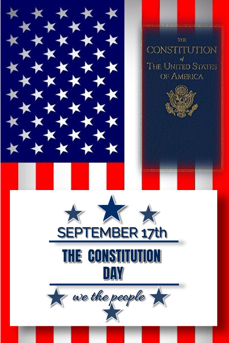 White Illustrative Constitution Day Poster Template | PosterMyWall