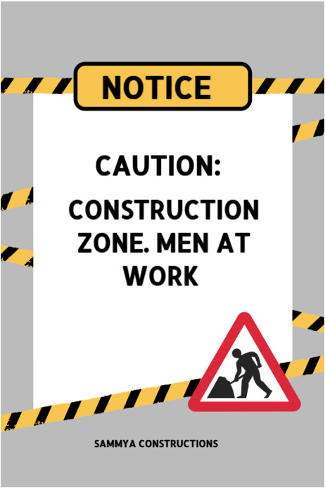 Copy of White Illustrative Construction Zone Poster | PosterMyWall