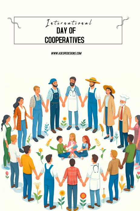 White Illustrative Cooperatives Day Poster Template | PosterMyWall
