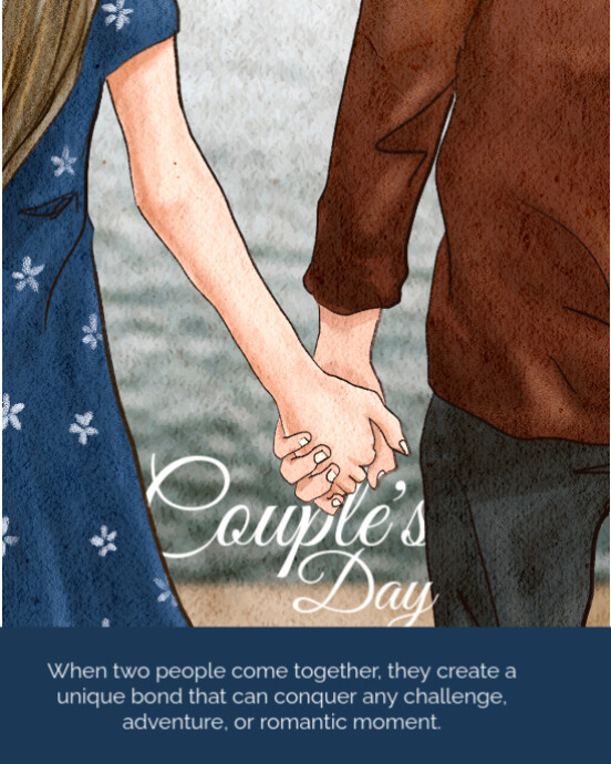 Copy of White Illustrative Couple's Day Instagram Portrait | PosterMyWall
