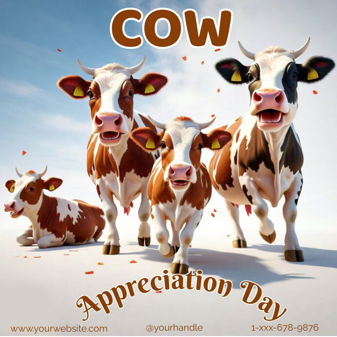 White Illustrative Cow Appreciation Day Template | PosterMyWall