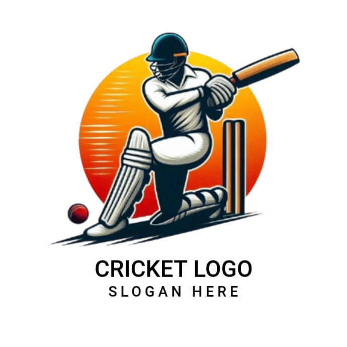 Copy of White Illustrative Cricket Logo Logo | PosterMyWall