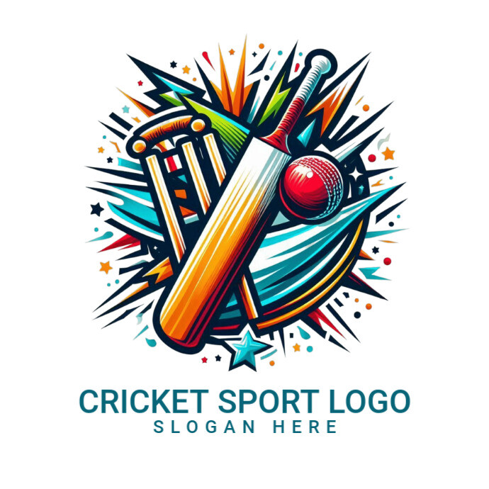 White Illustrative Cricket Logo Logo Template | PosterMyWall