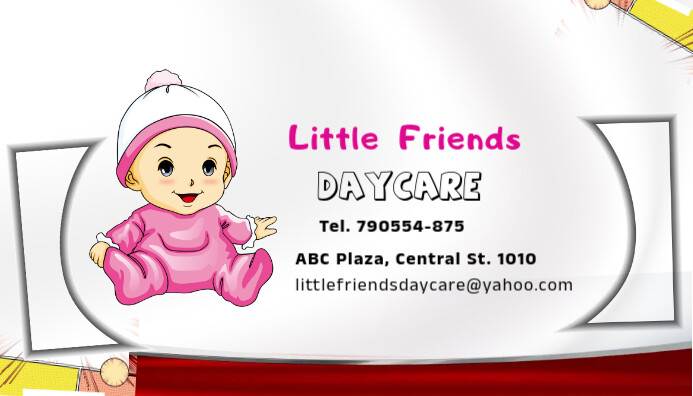 Copy of White Illustrative Daycare Business Card | PosterMyWall