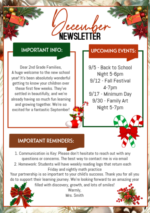 Copy of White Illustrative December Classroom Newsletter A4 | PosterMyWall