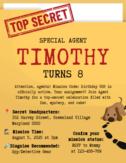 White Illustrative Detective Birthday Invitation Flyer (us Letter ...