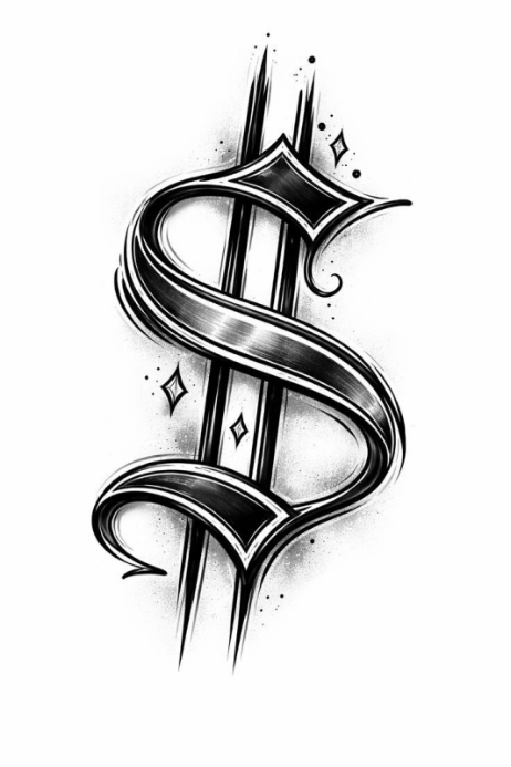 White Illustrative Dollar Sign Art Poster Template | PosterMyWall