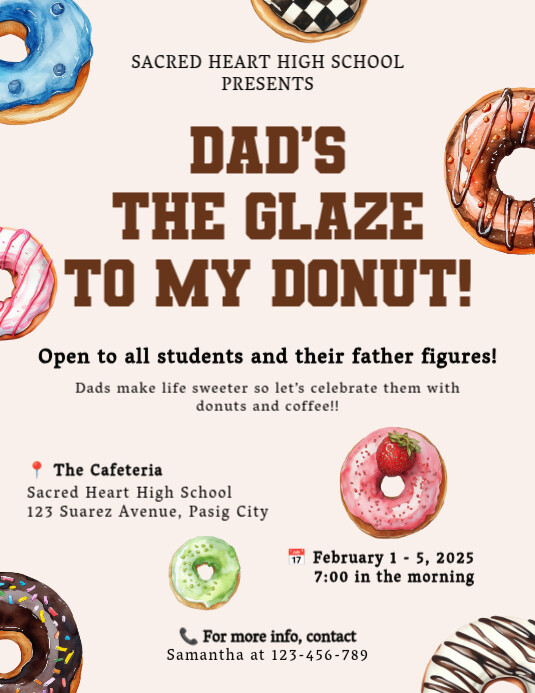 Copy of White Illustrative Donuts With Dad Flyer Flyer (us Letter) | PosterMyWall