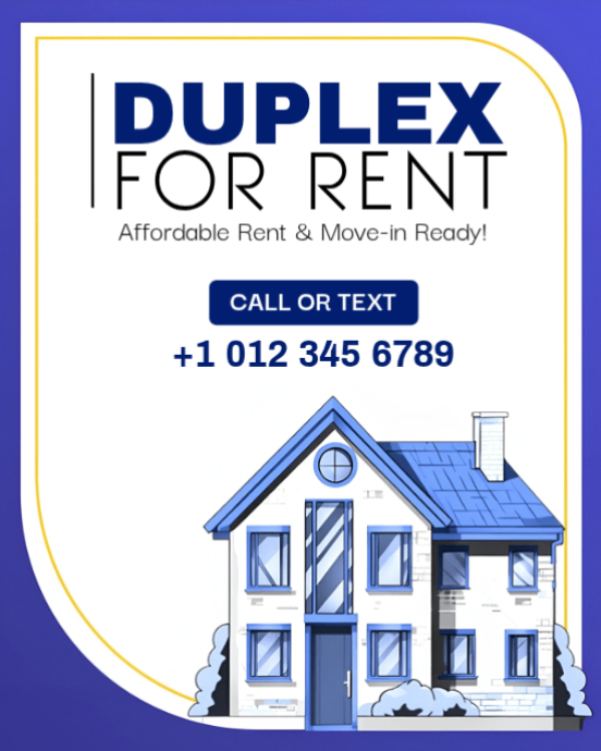 White Illustrative Duplex For Rent Flyer Template - Affordable Rental ...