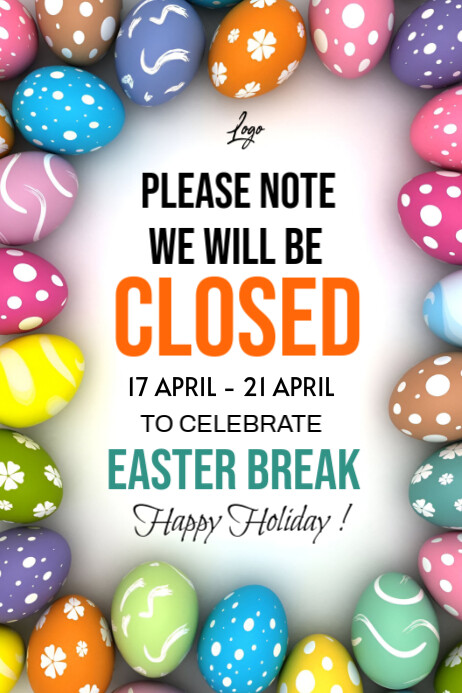 Copy of White Illustrative Easter Break Announcement / Easter Closed ...
