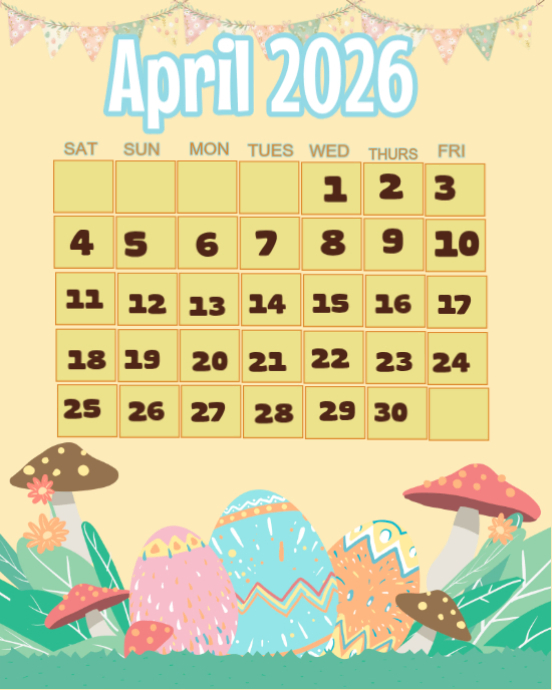 Plantilla de White Illustrative Easter Calendar Flyer | PosterMyWall