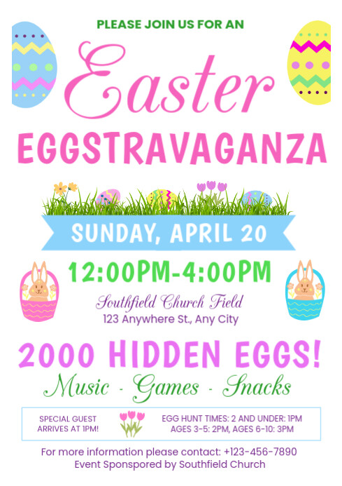 White Illustrative Easter Egg Hunt A4 Template | PosterMyWall