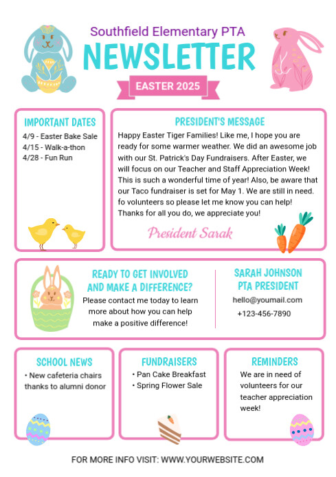 Copy of White Illustrative Easter Newsletter A4 | PosterMyWall