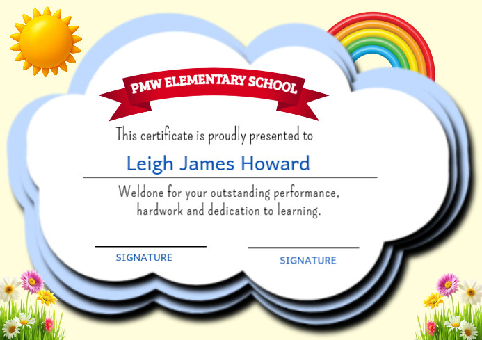 Copy of White Illustrative Editable Kids School Certificate Template ...