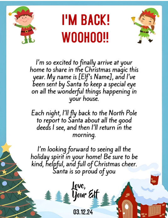Copy of White Illustrative Elf Arrival Letter Flyer (us Letter ...