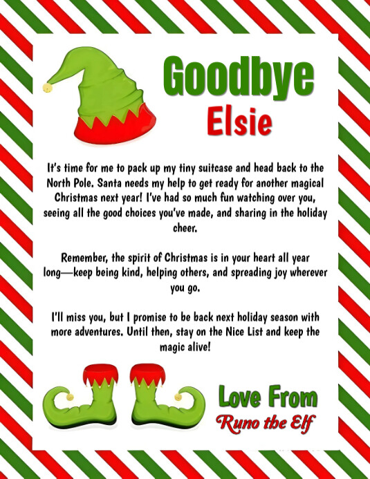 White Illustrative Elf Goodbye Letter Template Flyer (us Letter ...