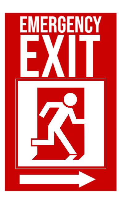 White Illustrative Emergency Exit Sign – Red Safety Direction Poster ...