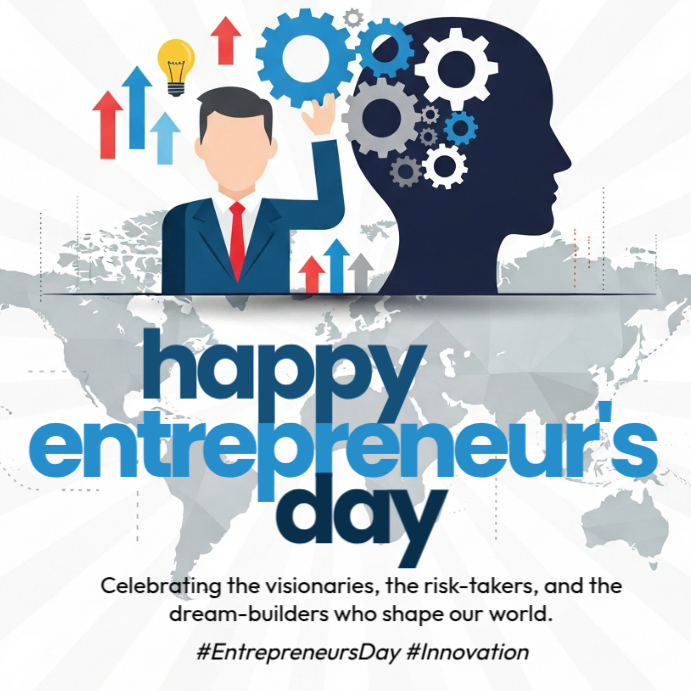 White Illustrative Entrepreneur’s Day Instagram Post Template ...