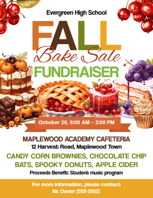 White Illustrative Fall Bake Sale Flyer Flyer (us Letter) Template ...