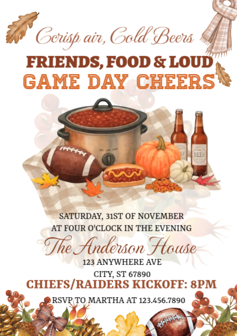 Plantilla de White Illustrative Fall Party Invitation A4 | PosterMyWall