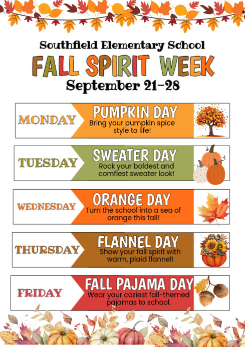 Copy of White Illustrative Fall Spirit Week A4 | PosterMyWall