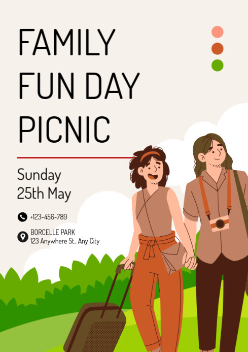 White Illustrative Family Picnic Park Advertising A4 template Design ...