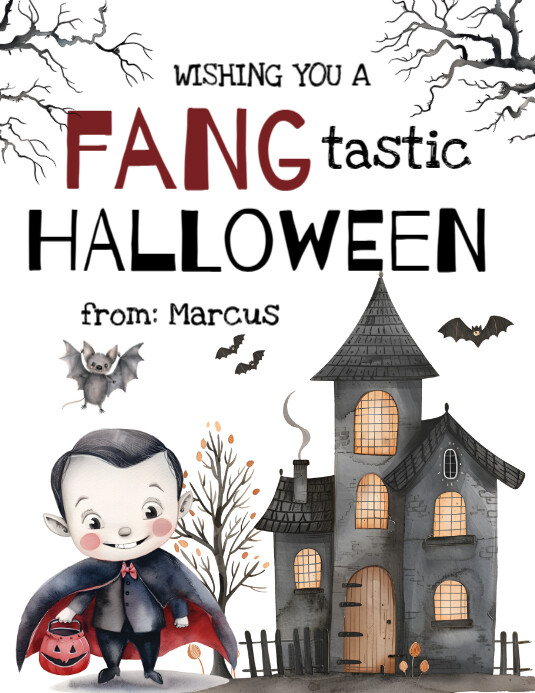 White Illustrative Fang-tastic Halloween Gift Tags Flyer (us Letter ...