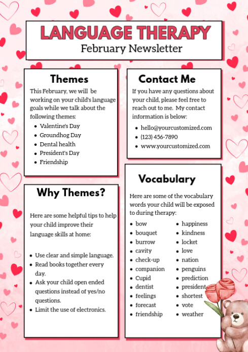 Copy of White Illustrative February Newsletter For Speech Therapy A4 ...