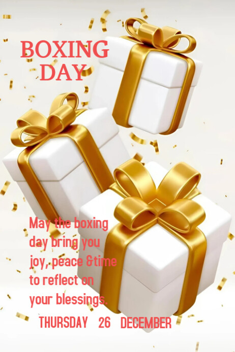 White Illustrative Festive Boxing Day Poster Template | PosterMyWall