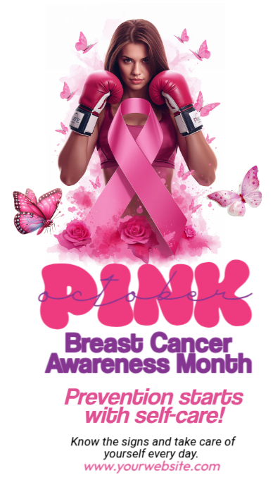 White Illustrative Fight Cancer Poster Instagram Story Template ...