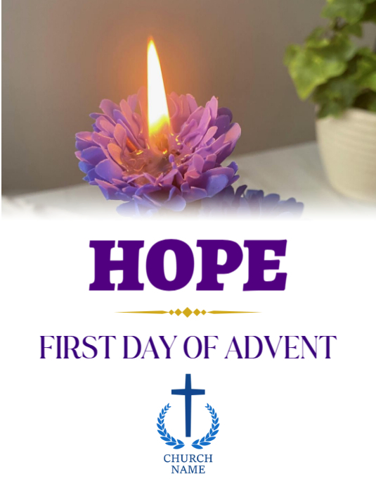 White Illustrative First Day Week Of Advent Church Post Flyer Banner ...