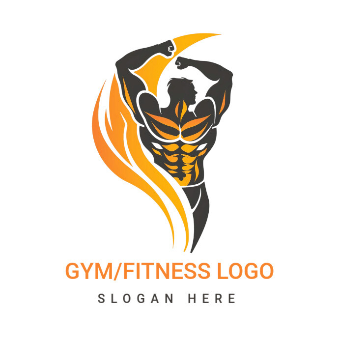 White Illustrative Fitness Logo Logo Template | PosterMyWall
