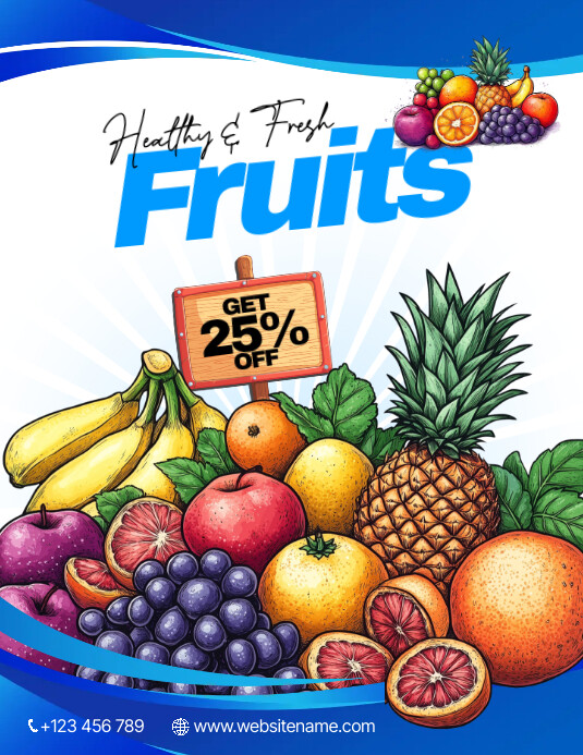 Copy of White Illustrative Fresh Fruits Flyer (us Let | PosterMyWall