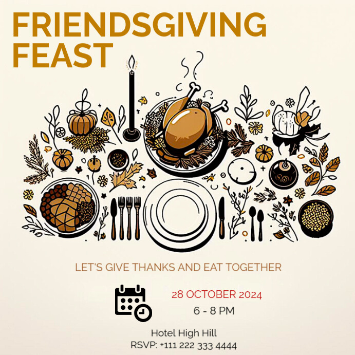 Copy of White Illustrative Friendsgiving Instagram Post | PosterMyWall