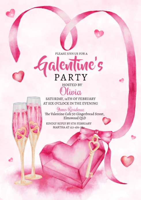 White Illustrative Galentine’s Day Party Invitation A4 Template ...