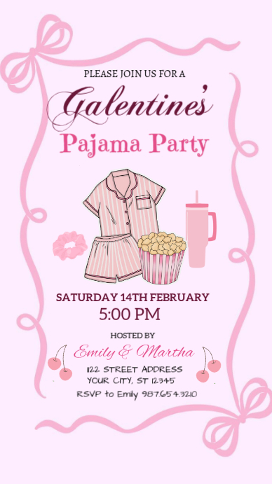Plantilla de White Illustrative Galentine's Day Pajama Party Instagram ...