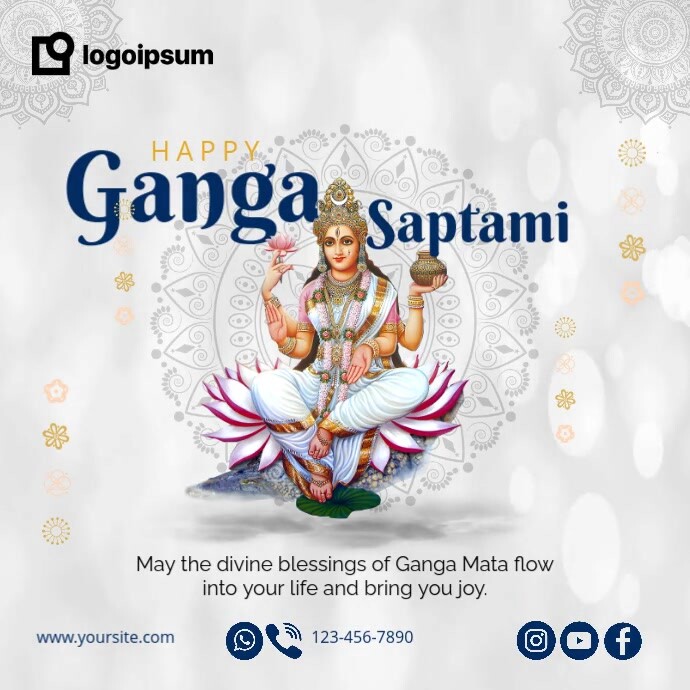 Copy of White Illustrative Ganga Saptami Template Instagram Post ...