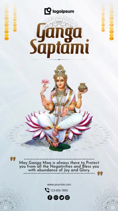 White Illustrative Ganga Saptami Template Instagram Reel | PosterMyWall